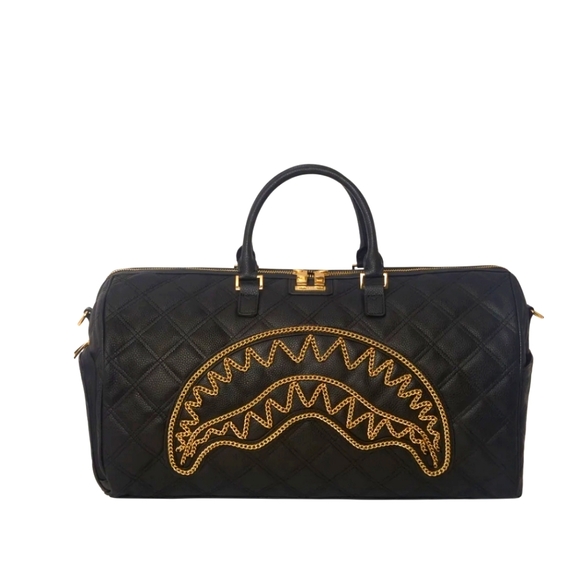Sprayground | Bags | Sprayground Noir Quilt Gold Chain Shark Duffle ...